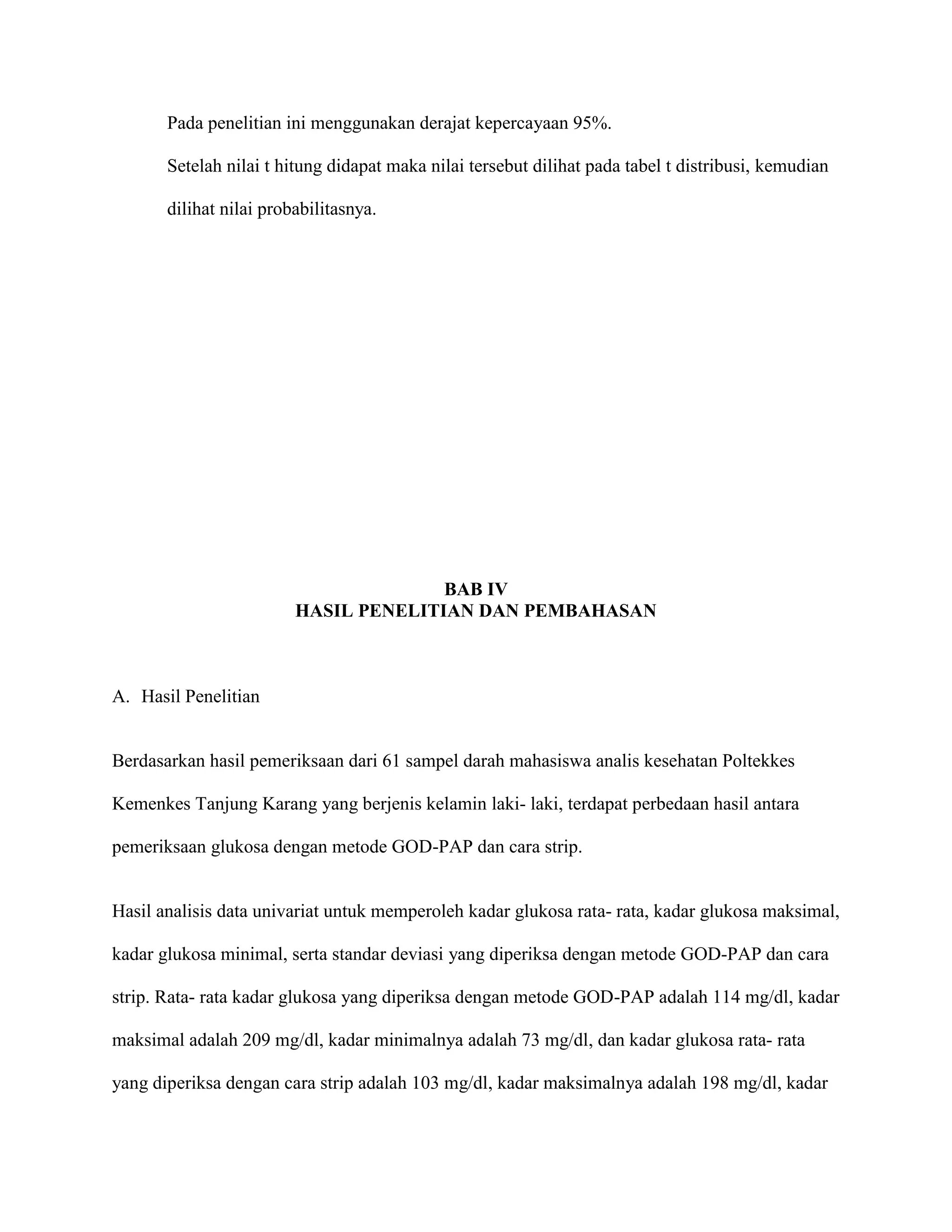 Perbedaan hasil pemeriksaan kadar glukosa dengan metode god | DOCX