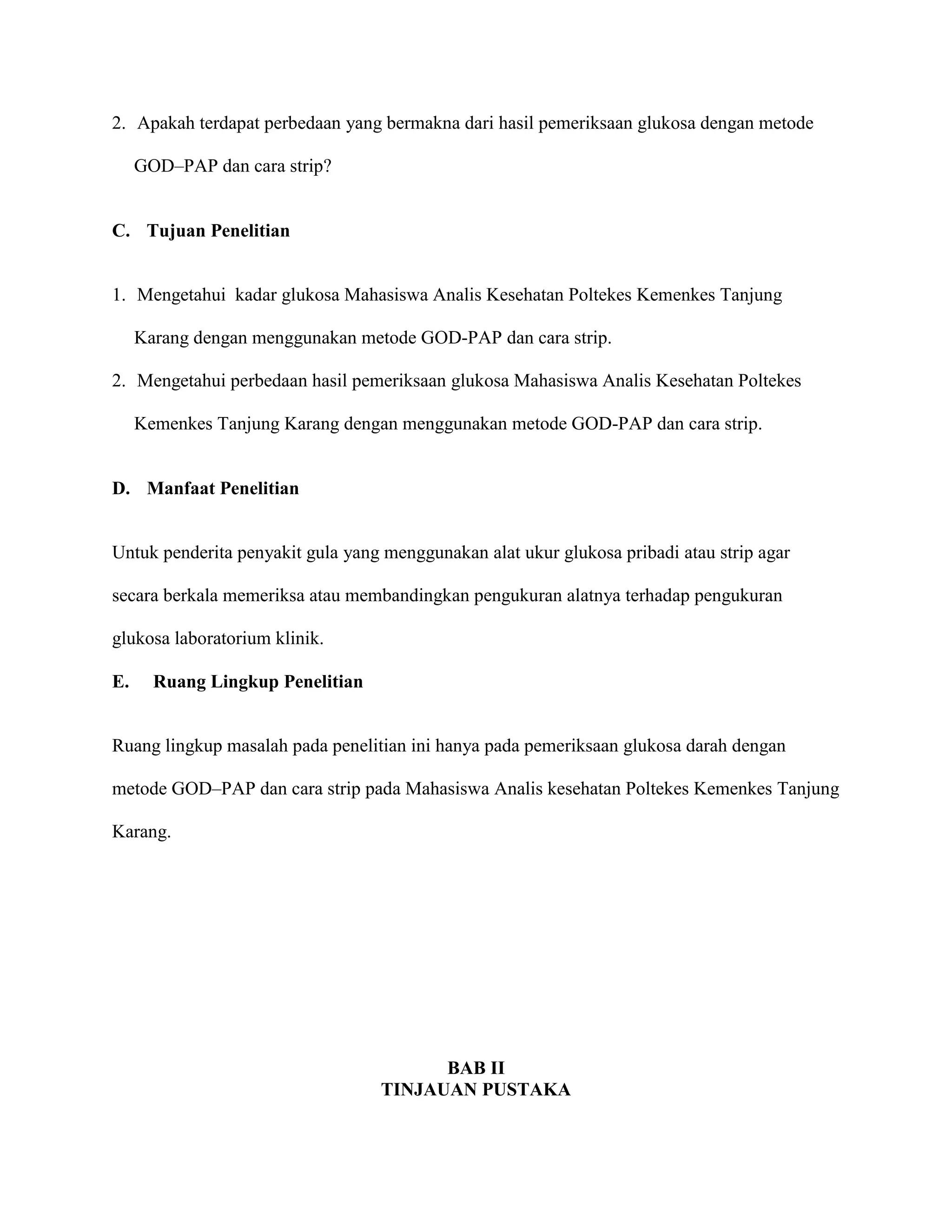 Perbedaan hasil pemeriksaan kadar glukosa dengan metode god | DOCX