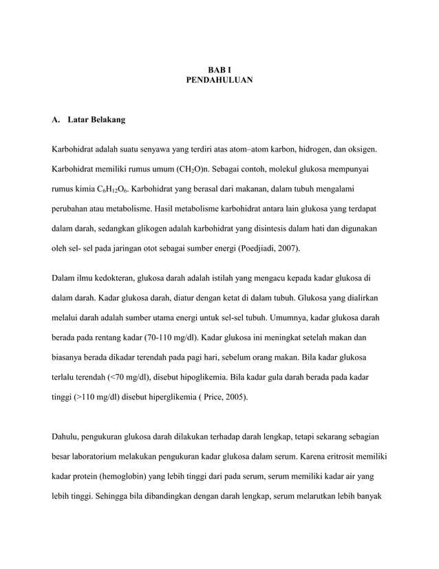 Perbedaan hasil pemeriksaan kadar glukosa dengan metode god | DOCX