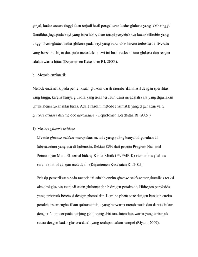 Perbedaan hasil pemeriksaan kadar glukosa dengan metode god | DOCX