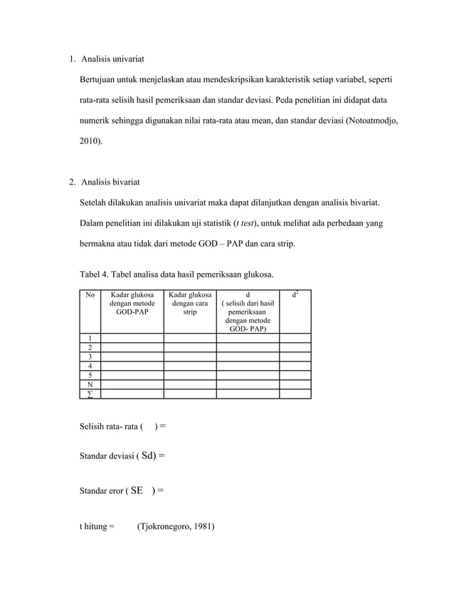 Perbedaan hasil pemeriksaan kadar glukosa dengan metode god | DOCX