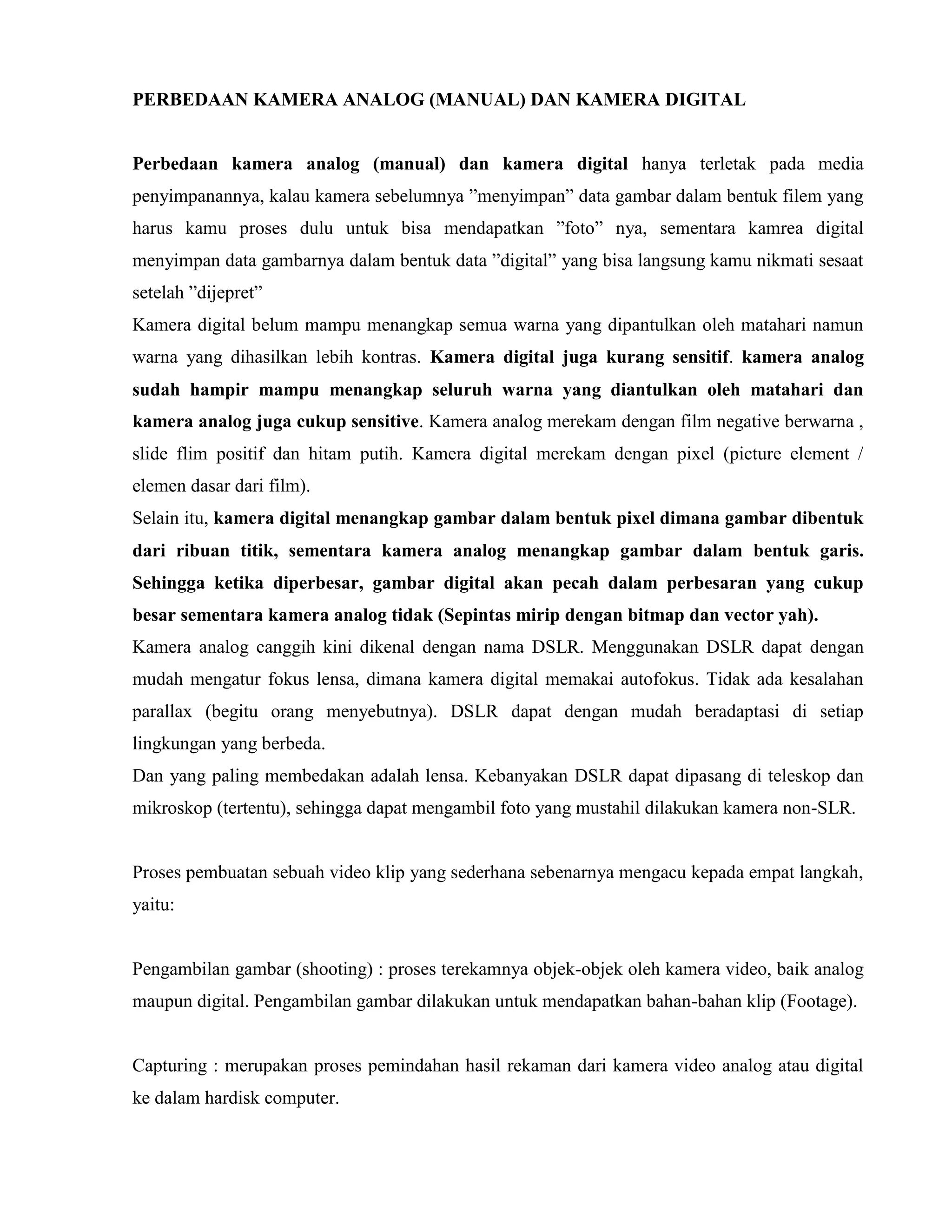 PERBEDAAN KAMERA ANALOG (MANUAL) DAN KAMERA DIGITAL | PDF PERBEDAAN KAMERA ANALOG (MANUAL) DAN KAMERA DIGITAL | PDF