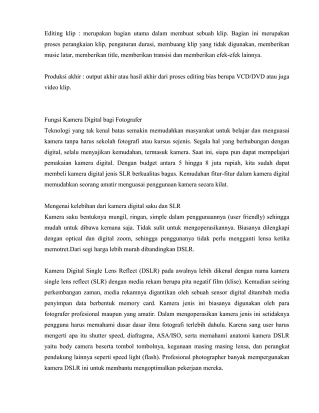 PERBEDAAN KAMERA ANALOG (MANUAL) DAN KAMERA DIGITAL | DOCX