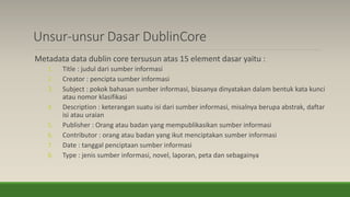 Perbedaan marc dan dublin core sebagai pangkalan data | PPTX