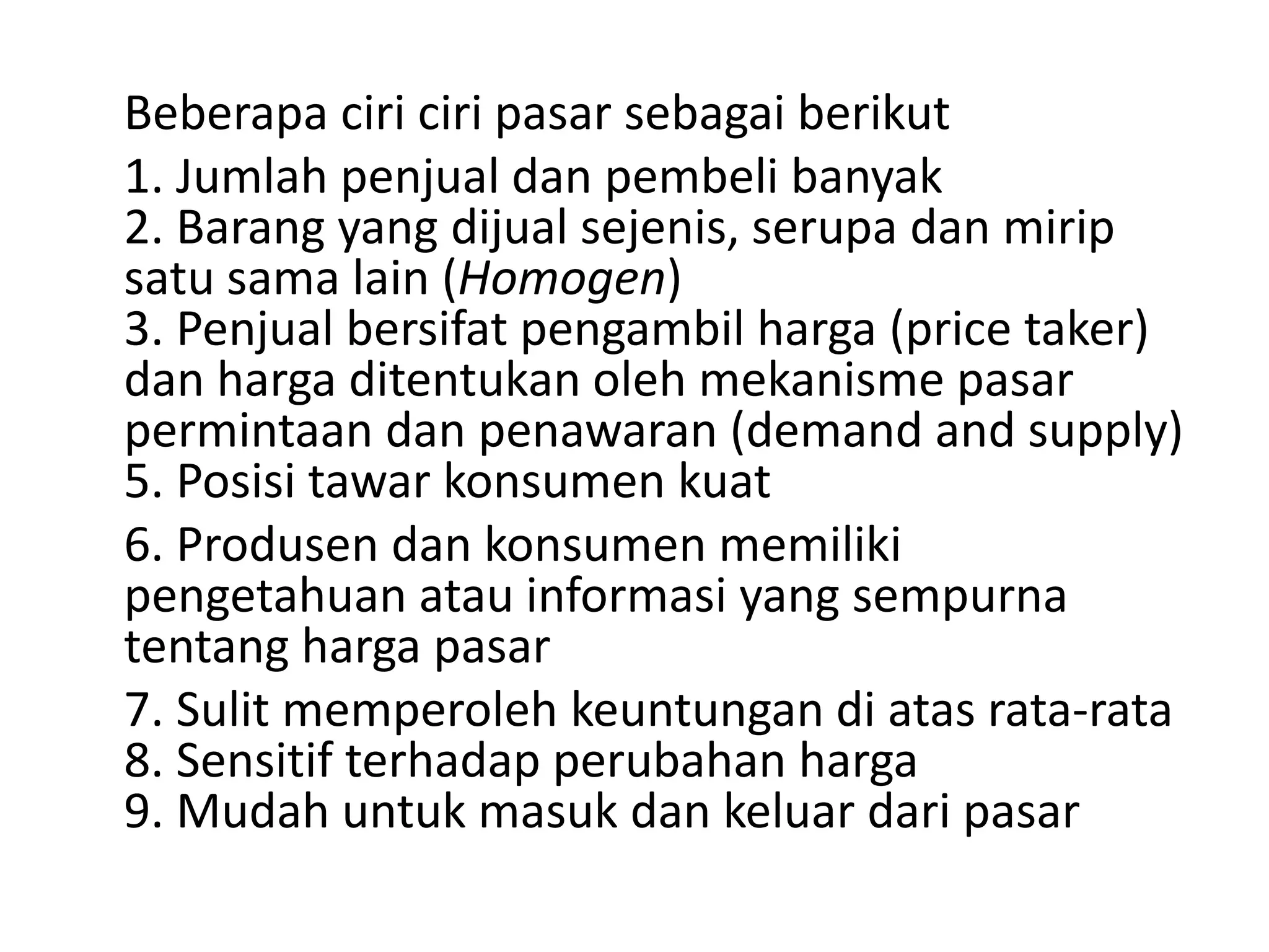 Perbedaan pasar monopoli dan pasar persingan sempurna | PPTX