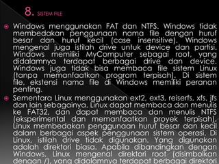 Perbedaan & persamaan linux & windows | PPT