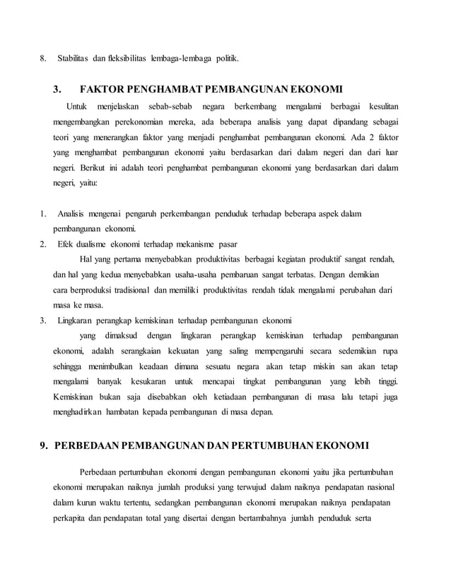 Perbedaan pertumbuhan dan pembangunan ekonomi | DOCX