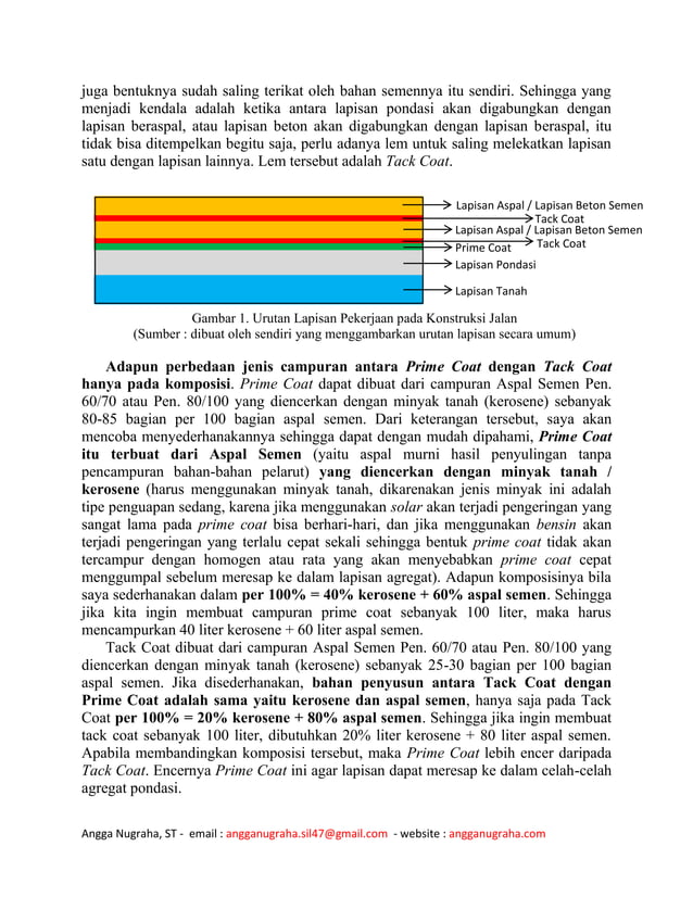 Perbedaan prime coat dan tack coat pada pekerjaan konstruksi jalan | PDF