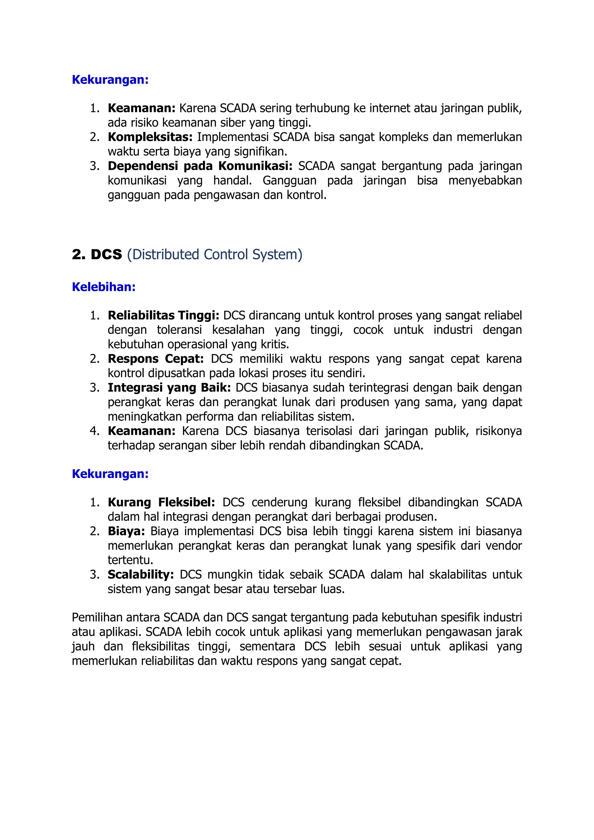 Perbedaan SCADA (Supervisory Control and Data Acquisition) dan DCS (Distributed Control System ...