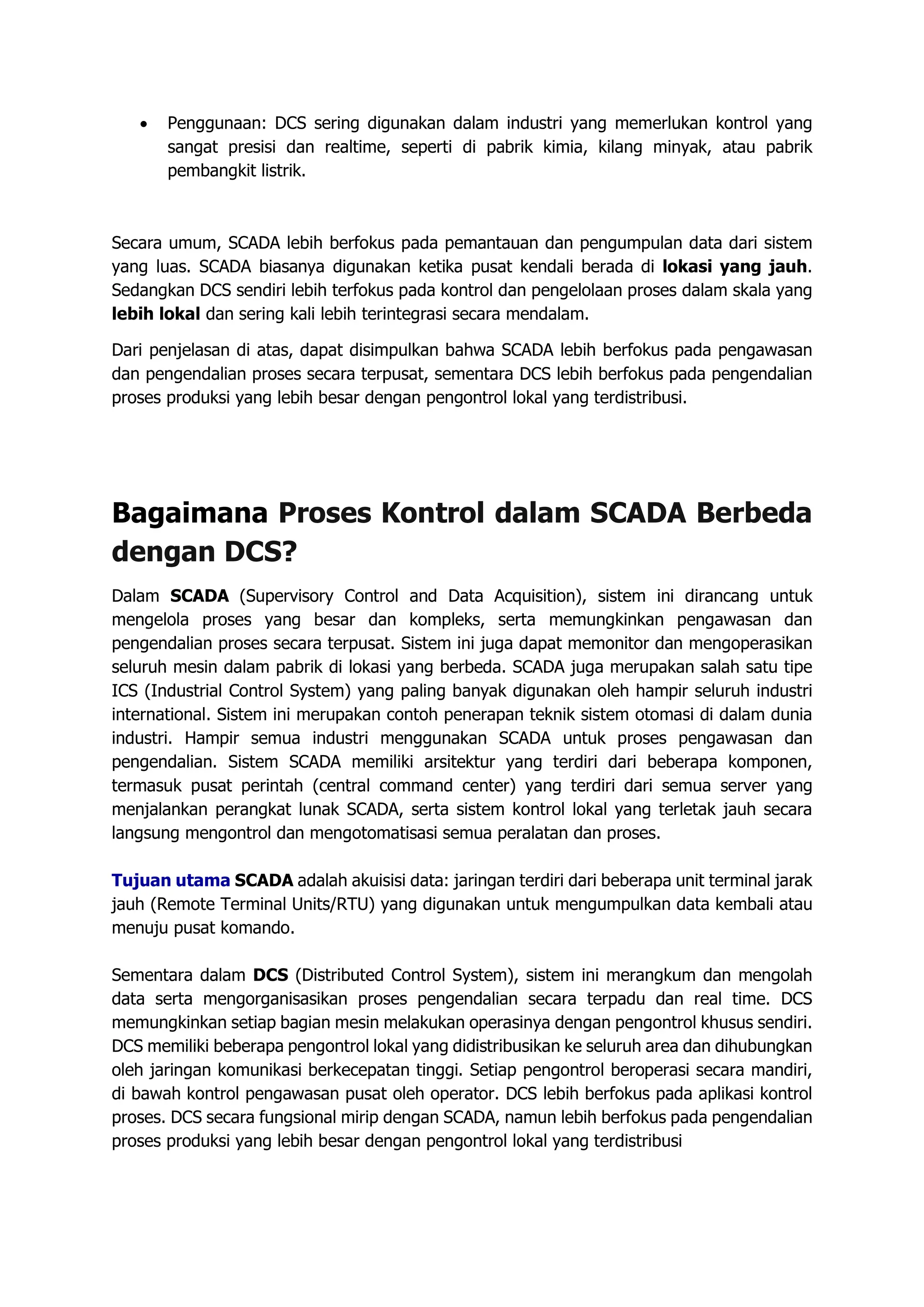 Perbedaan SCADA (Supervisory Control and Data Acquisition) dan DCS ...
