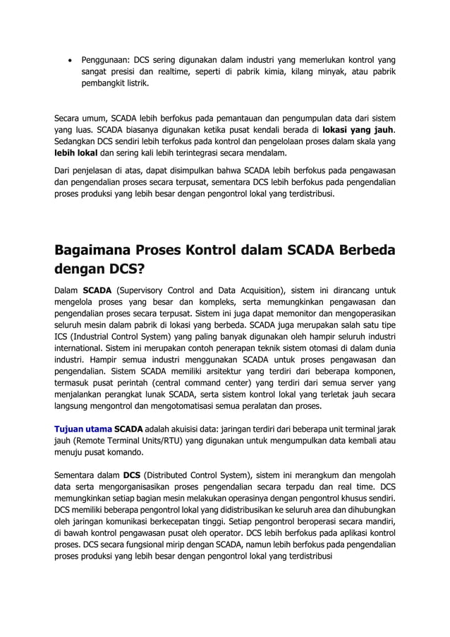 Perbedaan SCADA (Supervisory Control and Data Acquisition) dan DCS (Distributed Control System ...