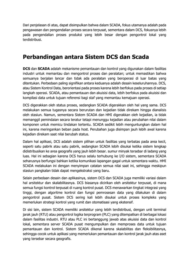 Perbedaan SCADA (Supervisory Control and Data Acquisition) dan DCS (Distributed Control System ...