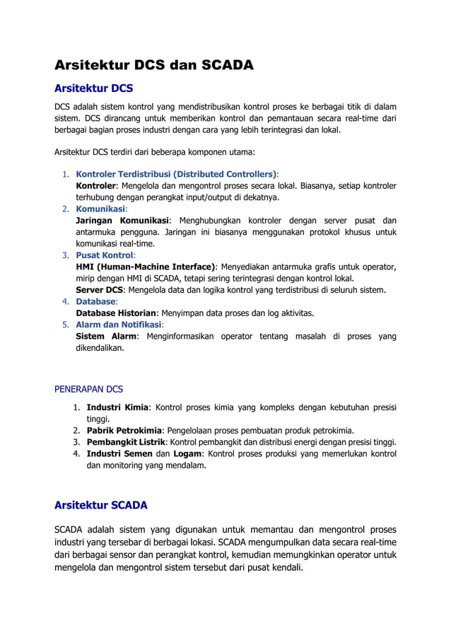 Perbedaan SCADA (Supervisory Control and Data Acquisition) dan DCS (Distributed Control System ...