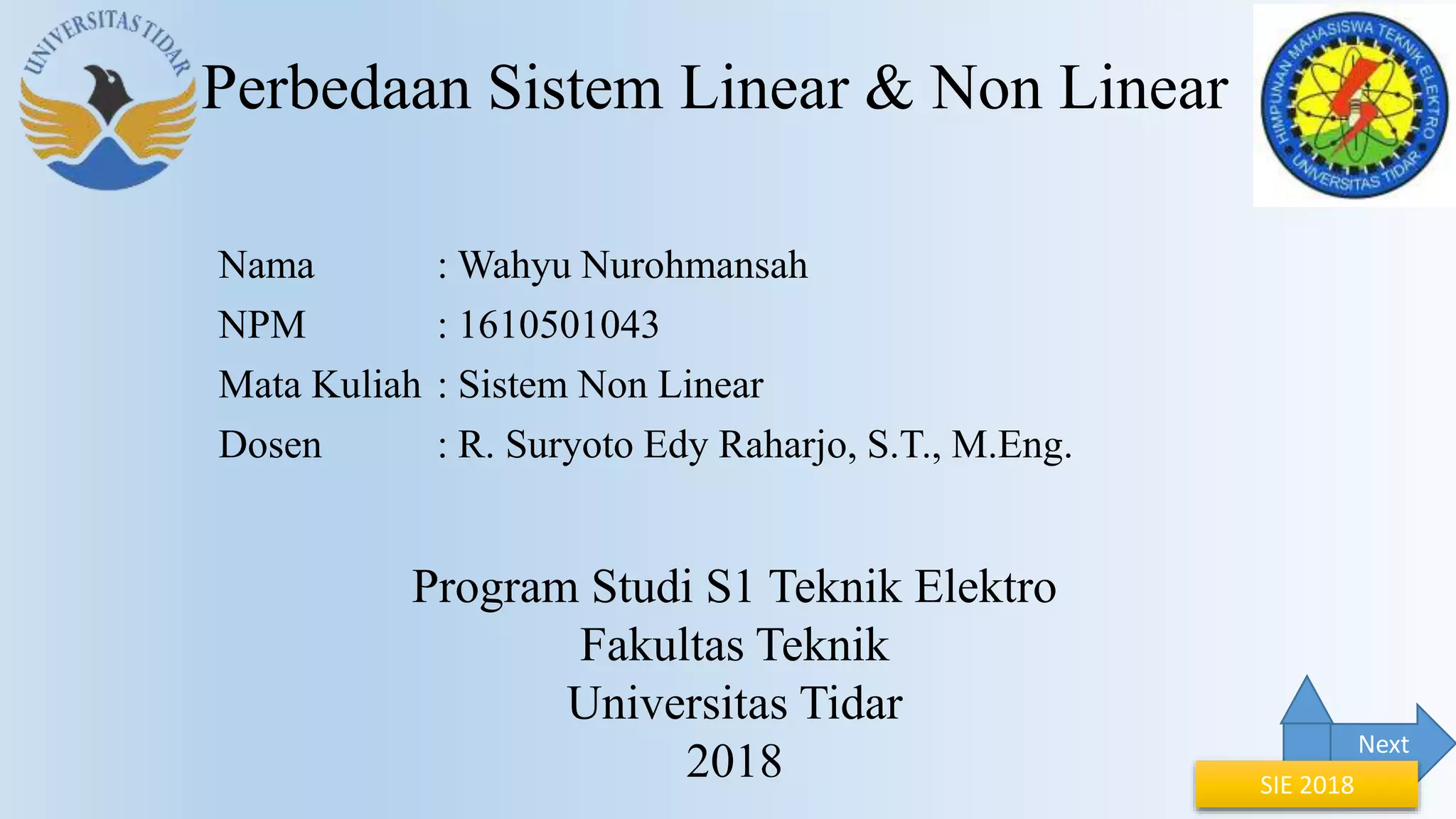 Perbedaan sistem linear dan non linear | PPTX
