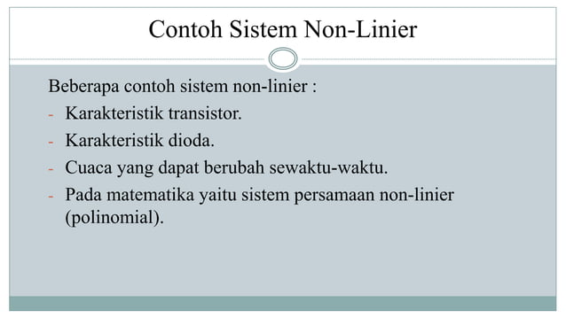Perbedaan sistem linier dan non linear | PPT