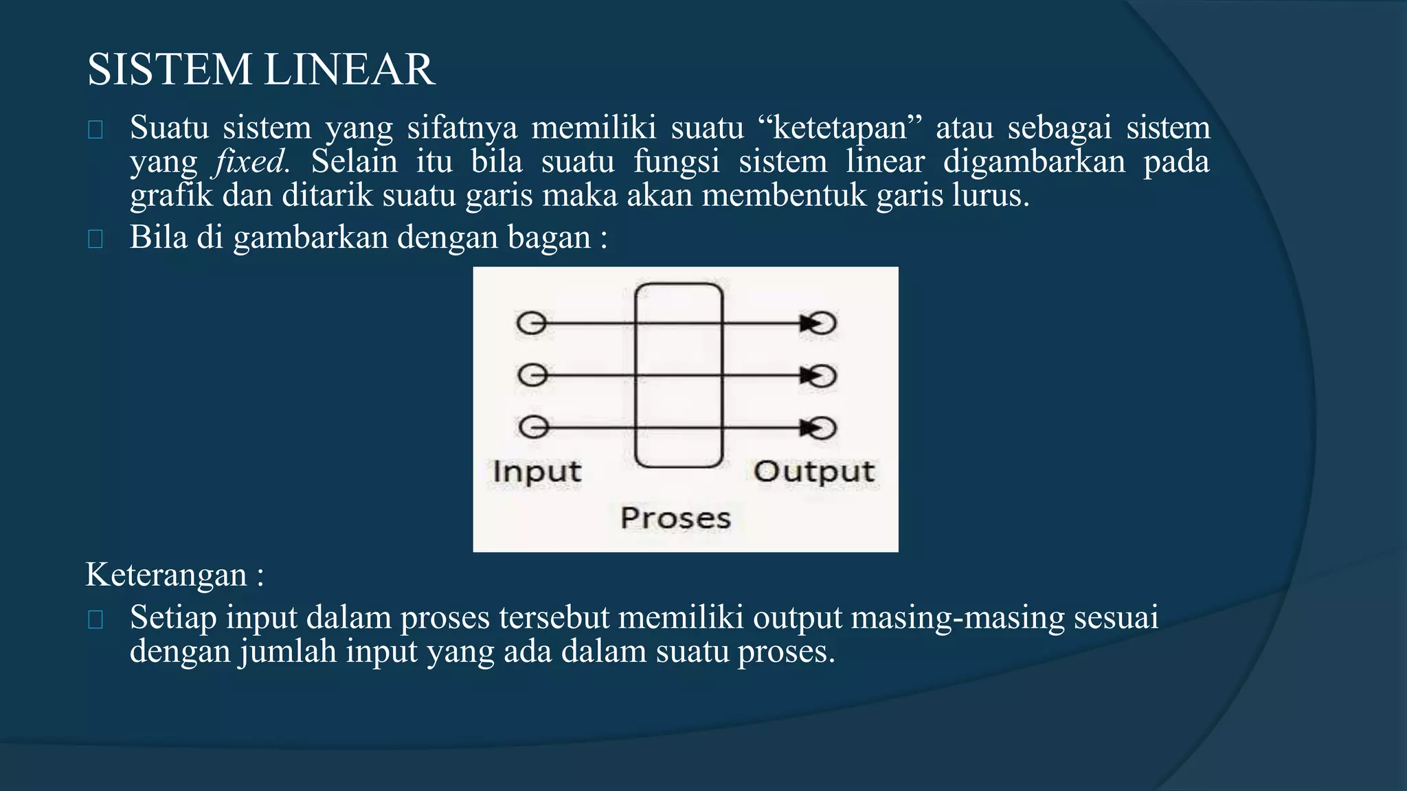 Perbedaan sistem linier dan sistem non linier | PPT
