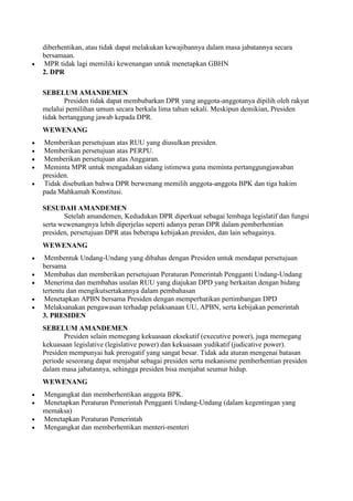 Perbedaan uud 1945 sebelum dan sesudah amandemen | PDF