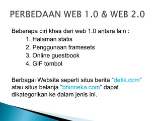 Perbedaan Web 1.0 & Web 2.0 | PPT