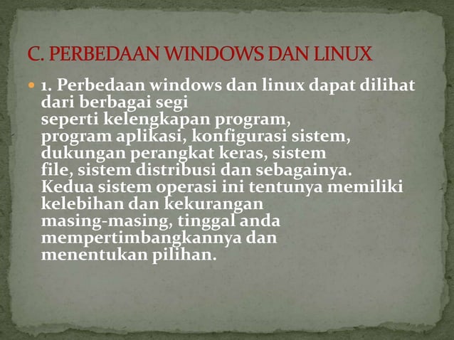 Perbedaan windows dan linux | PPTX