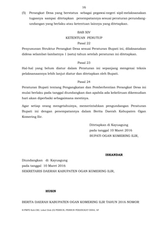 Perbub no 12 th 2016 perangkat desa | PDF
