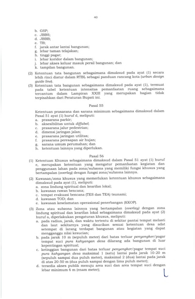 PERBUB RDTR KUTA TENTANG KDH KDB DAN LAIN LAIN | PDF