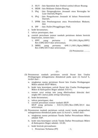 Peraturan Bupati tentang Standar Operasional Perizinan dan Non ...