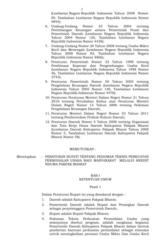 Per bup no.11-ttg-pedoman-teknis-perkuatan-permodalan-usaha-melalui-knpb | PDF