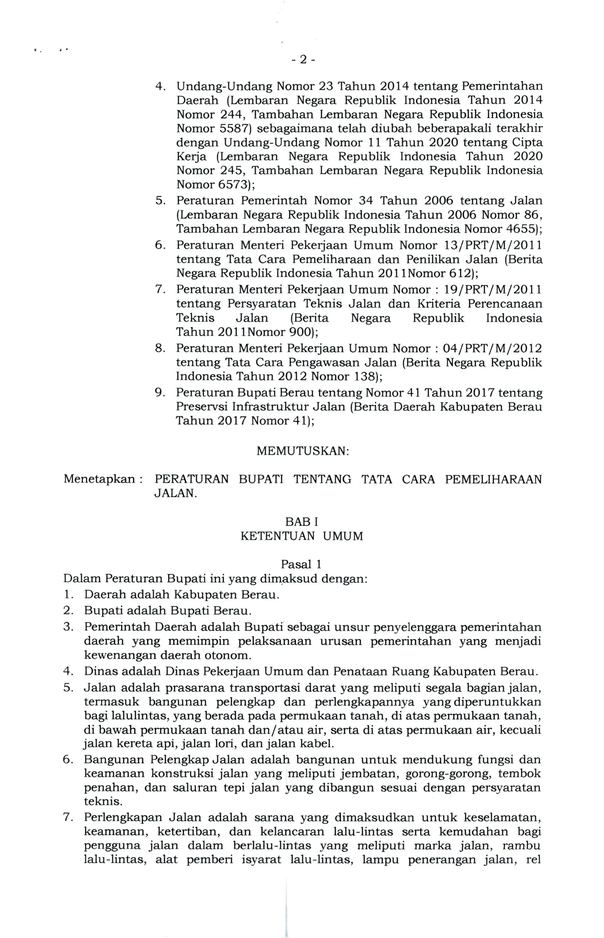 contoh Perbup 58-2021 ttg Tata Cara Pemeliharaan Jalan.pdf