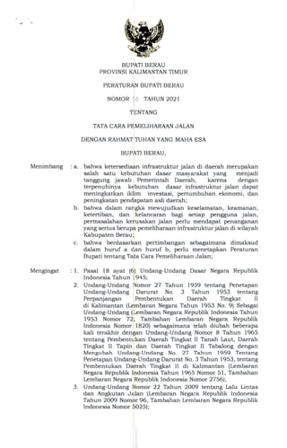 contoh Perbup 58-2021 ttg Tata Cara Pemeliharaan Jalan.pdf