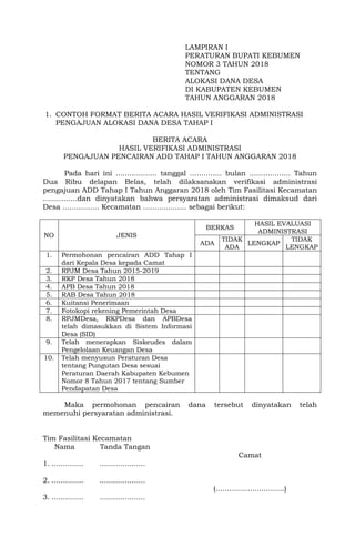 Perbup No 3 Tahun 2018 | PDF