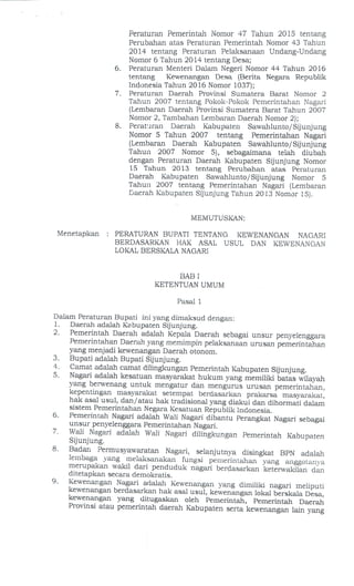 Peraturan Bupati Sijunjung Nomor 66 tentang Kewenangan nagari | PDF