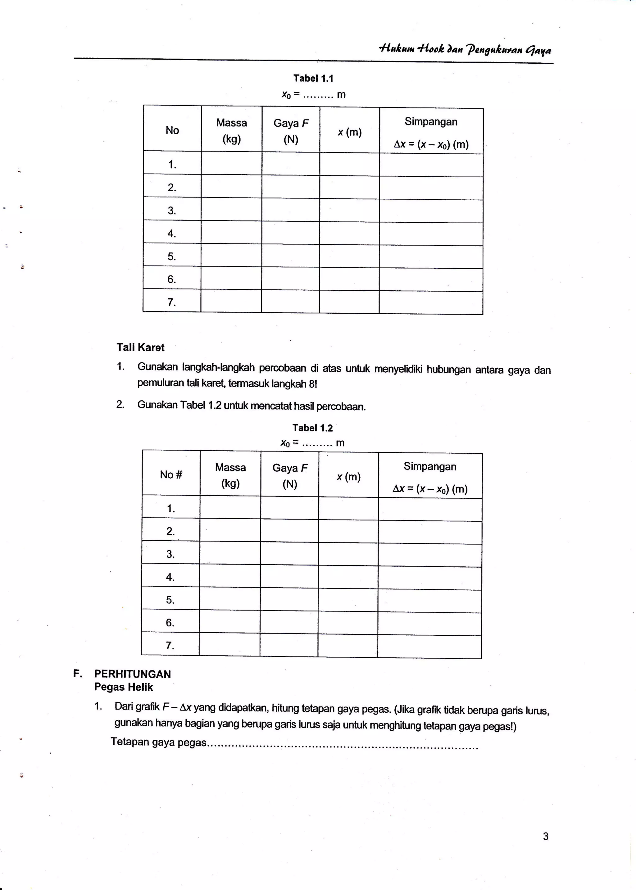 Perc. 1 hukum hooke dan pengukuran gaya | PDF
