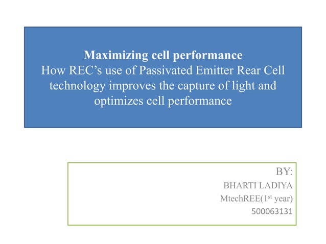 PERC(passivated emitter & rear cell) | PPTX | Chemistry | Science