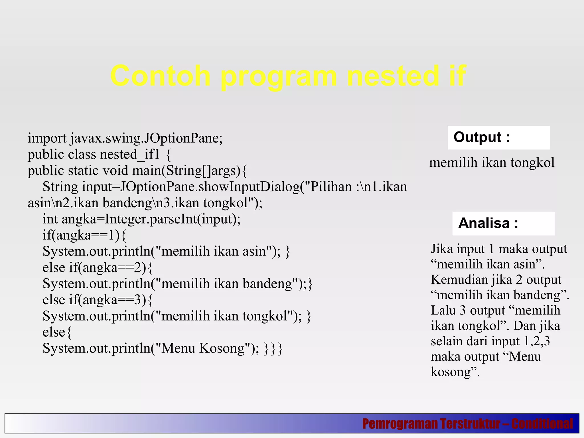 Percabangan pada pemrograman java netbeans | PPT