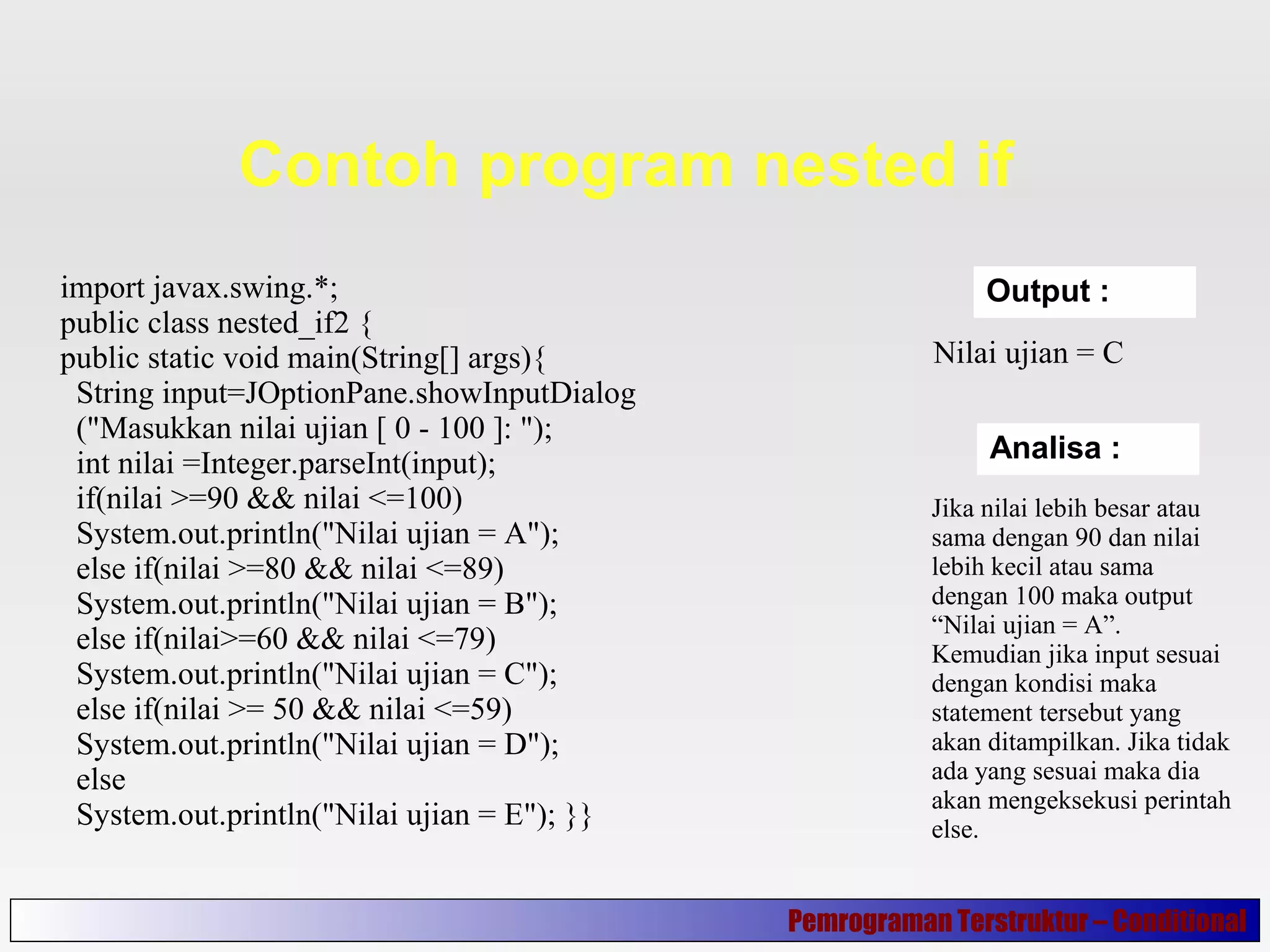 Percabangan pada pemrograman java netbeans | PPT