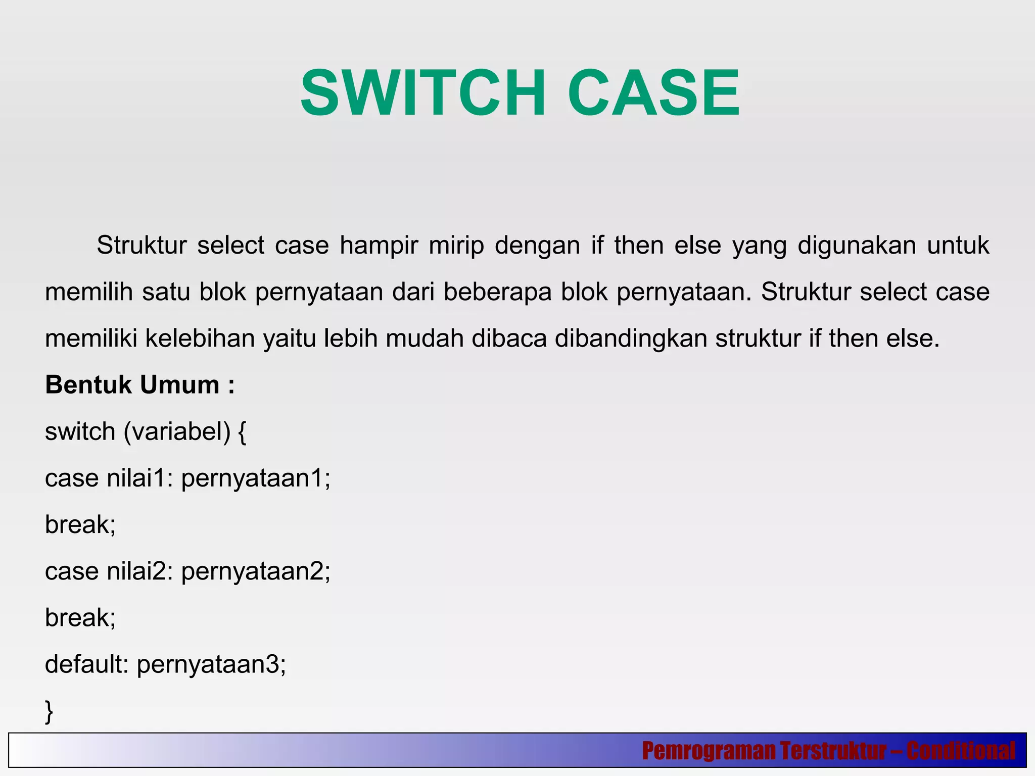 Percabangan pada pemrograman java netbeans | PPT