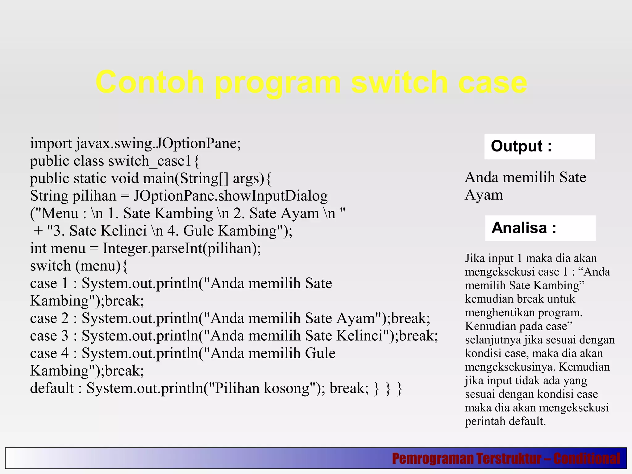 Percabangan pada pemrograman java netbeans | PPT