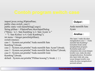 Percabangan pada pemrograman java netbeans | PPT