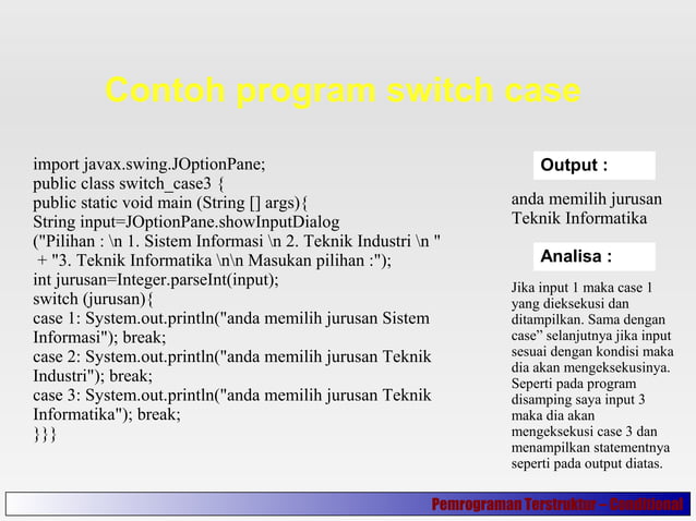 Percabangan pada pemrograman java netbeans | PPT