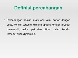 Percabangan pada pemrograman java netbeans | PPT