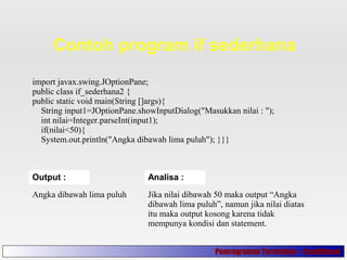 Percabangan pada pemrograman java netbeans | PPT
