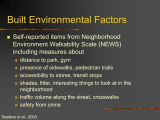 Combinations of Perceived Built Environmental Factors - A Decision Tree ...