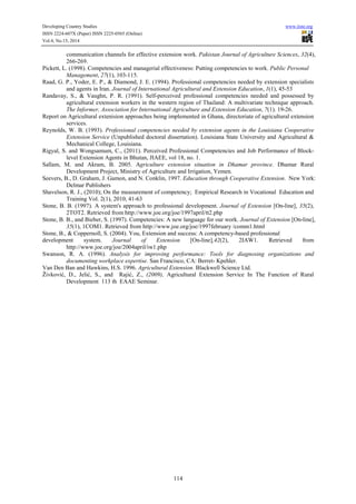 Perceived competencies of agriculture extension workers in extension ...