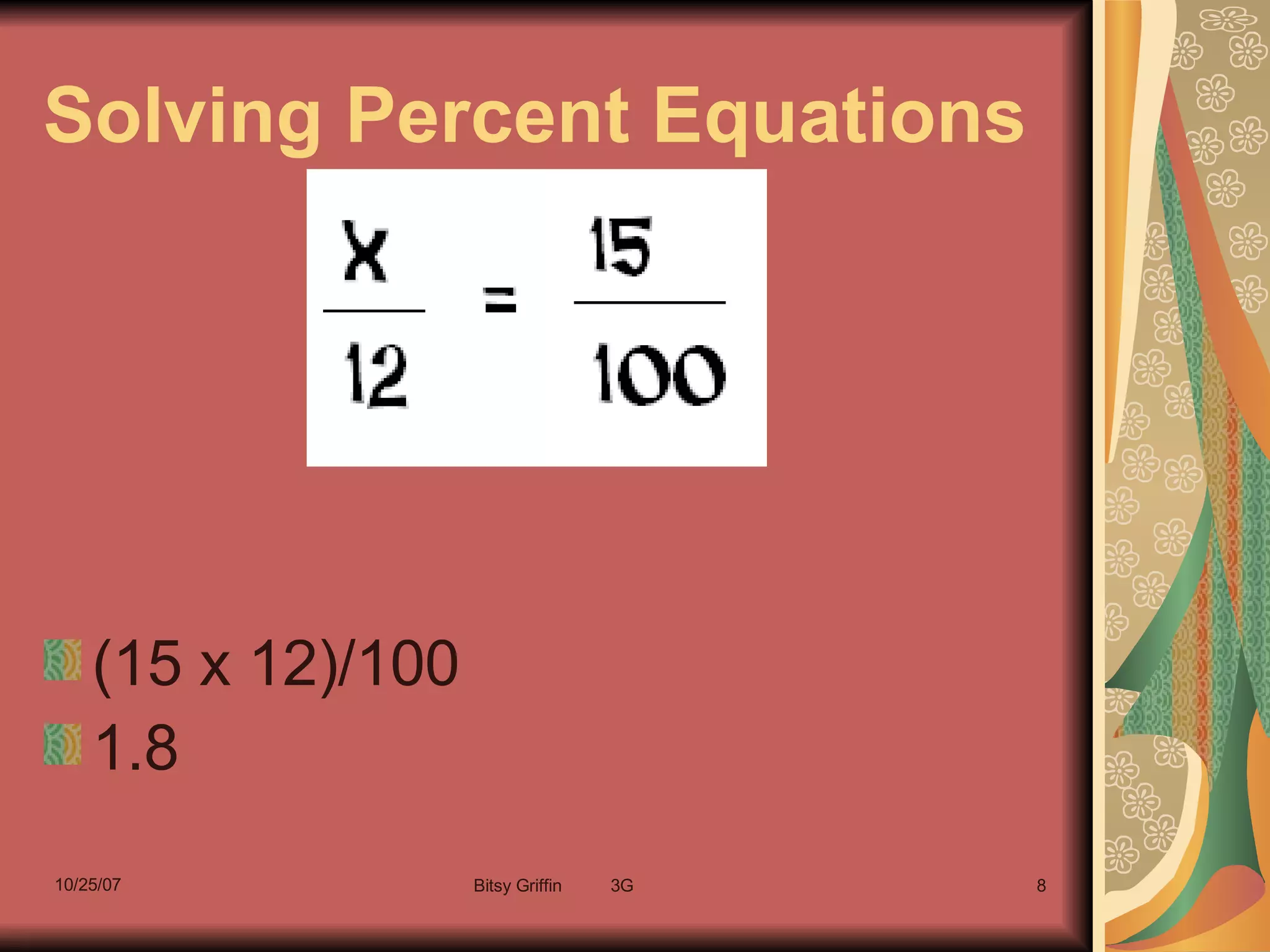 Percent Equations | PPT