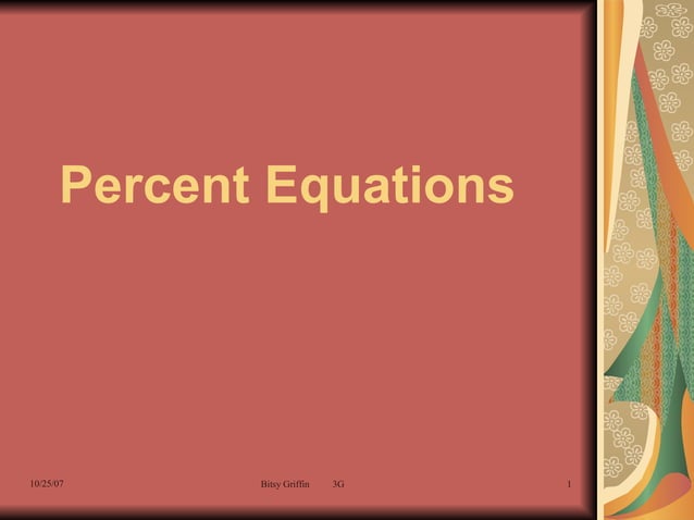 Percent Equations | PPT