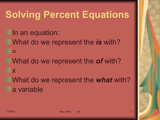 Percent Equations | PPT