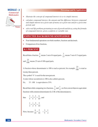 Percentage and its applications /COMMERCIAL MATHEMATICS | PDF