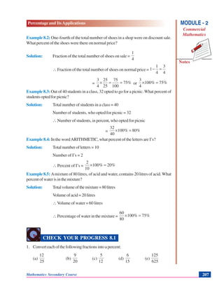 Percentage and its applications /COMMERCIAL MATHEMATICS | PDF