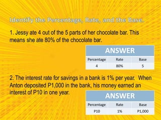 Percentage, base and rate | PPTX