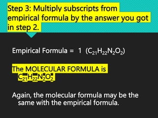 PERCENTAGE COMPOSITION, EMPIRICAL AND MOLECULAR FORMULAS.ppt